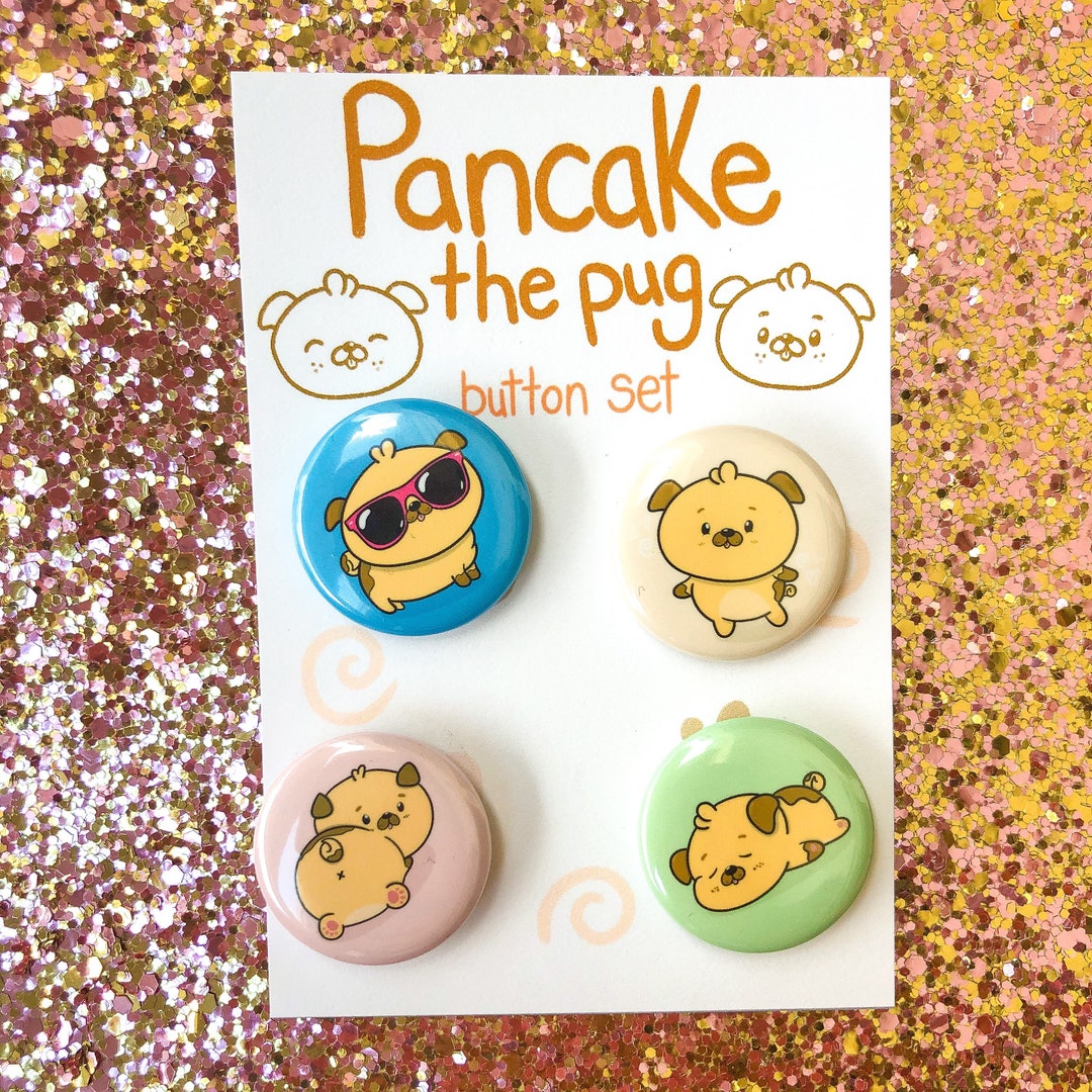 Pancake the Jellydoodles Pug 1 Button Set - Etsy