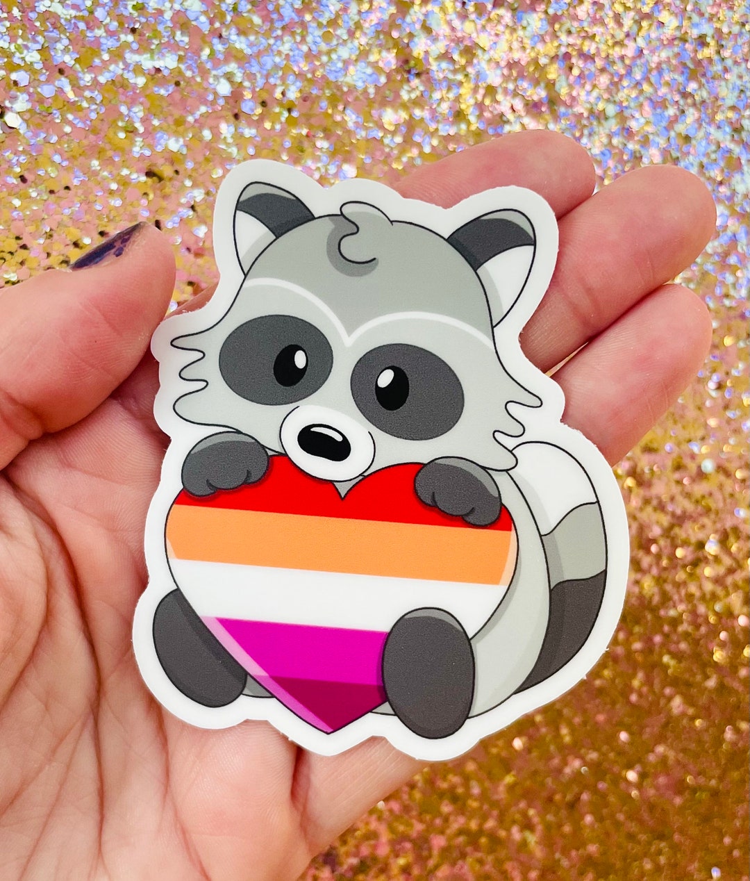 Raccoon Lesbian LGBTQ Pride Sticker 3" Waterproof Vinyl - FREE SHIPPING ...