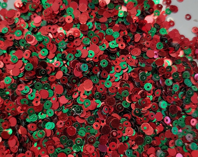 Holly Jolly Sequins, Red and Green Sequins Mix, Round Sequins, Flat ...
