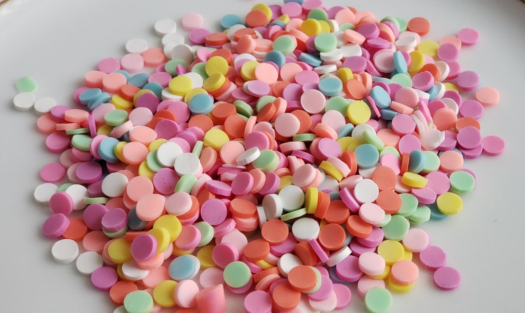 Rainbow Dots Clay Bits, Polymer Clay Embellishments, Colorful Sprinkle ...