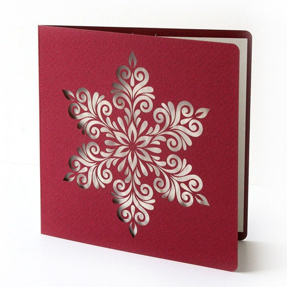 Laser Cut Christmas Cards Snowflake Ornament Elegant | Etsy
