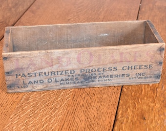 Vintage Wood Cheese Box Land O Lakes Pasteurized Process Cheese and ...