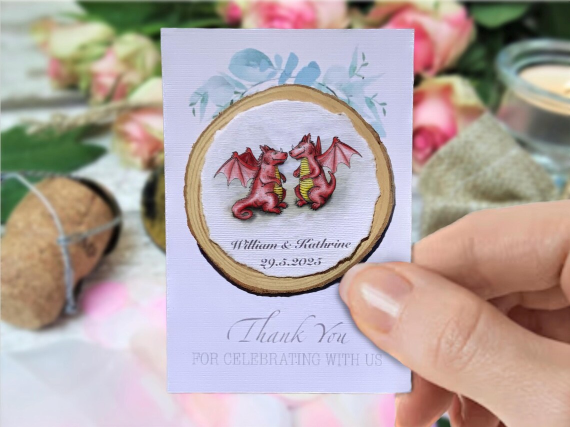 Wedding Favours Dragons. Decoration With Personalised Dates and ...