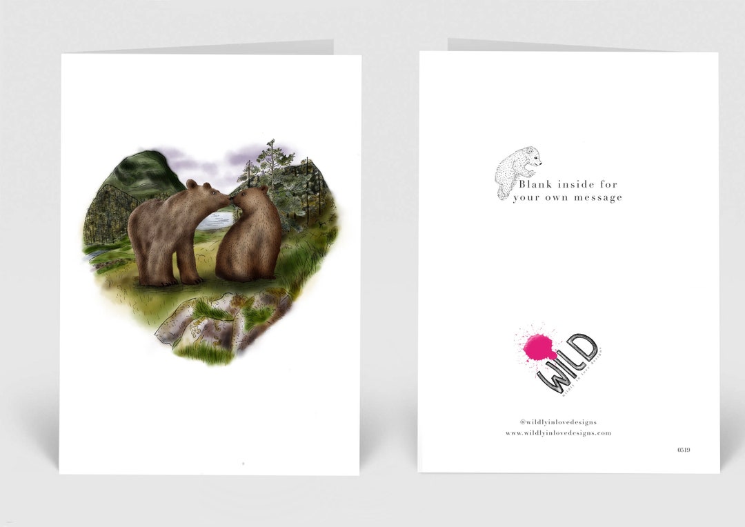 Brown Bear Heart Card - Etsy