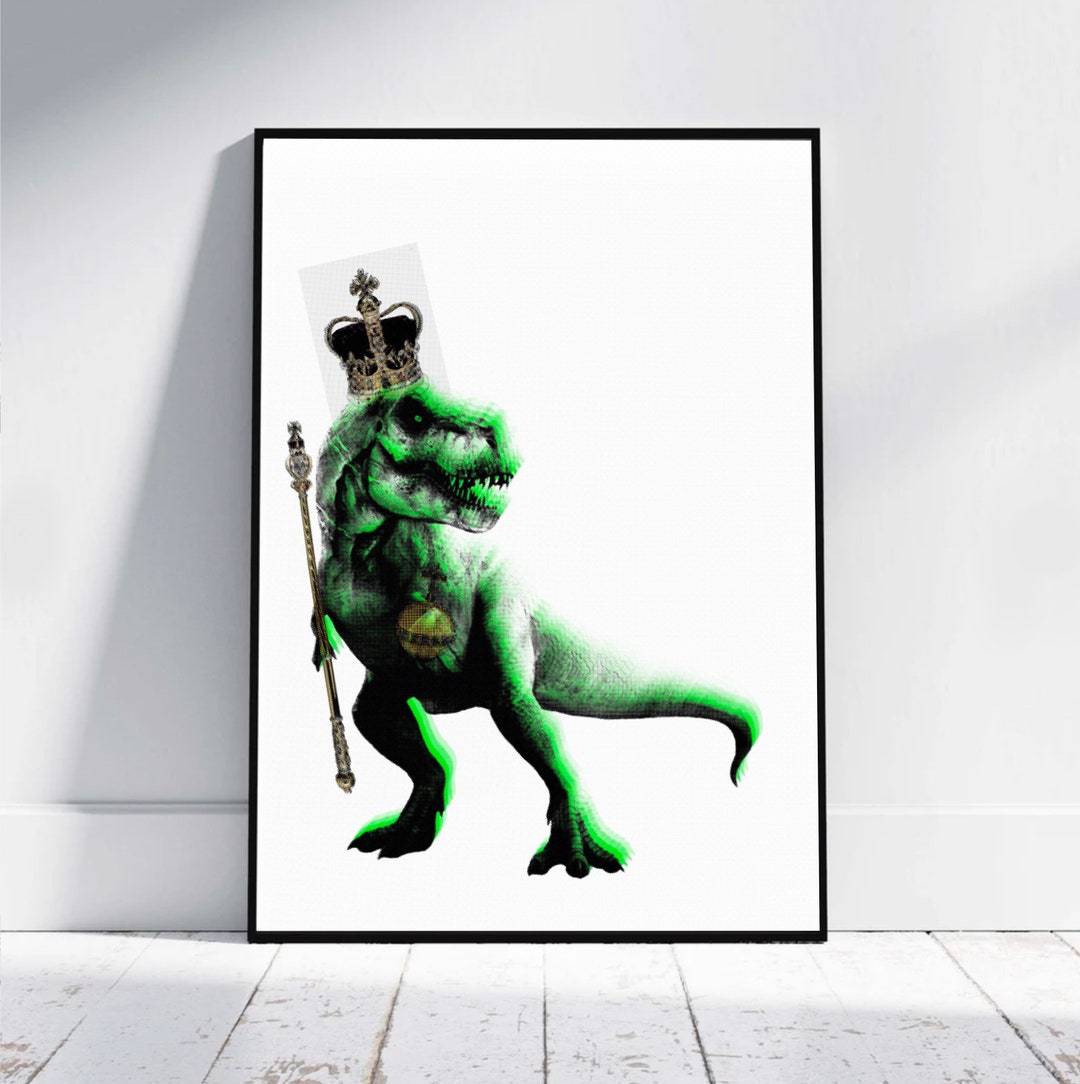 T-rex Crown Jewels Screen Print: A4 Art - Etsy