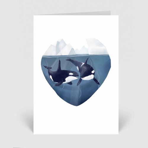 Orca Heart Card - Etsy