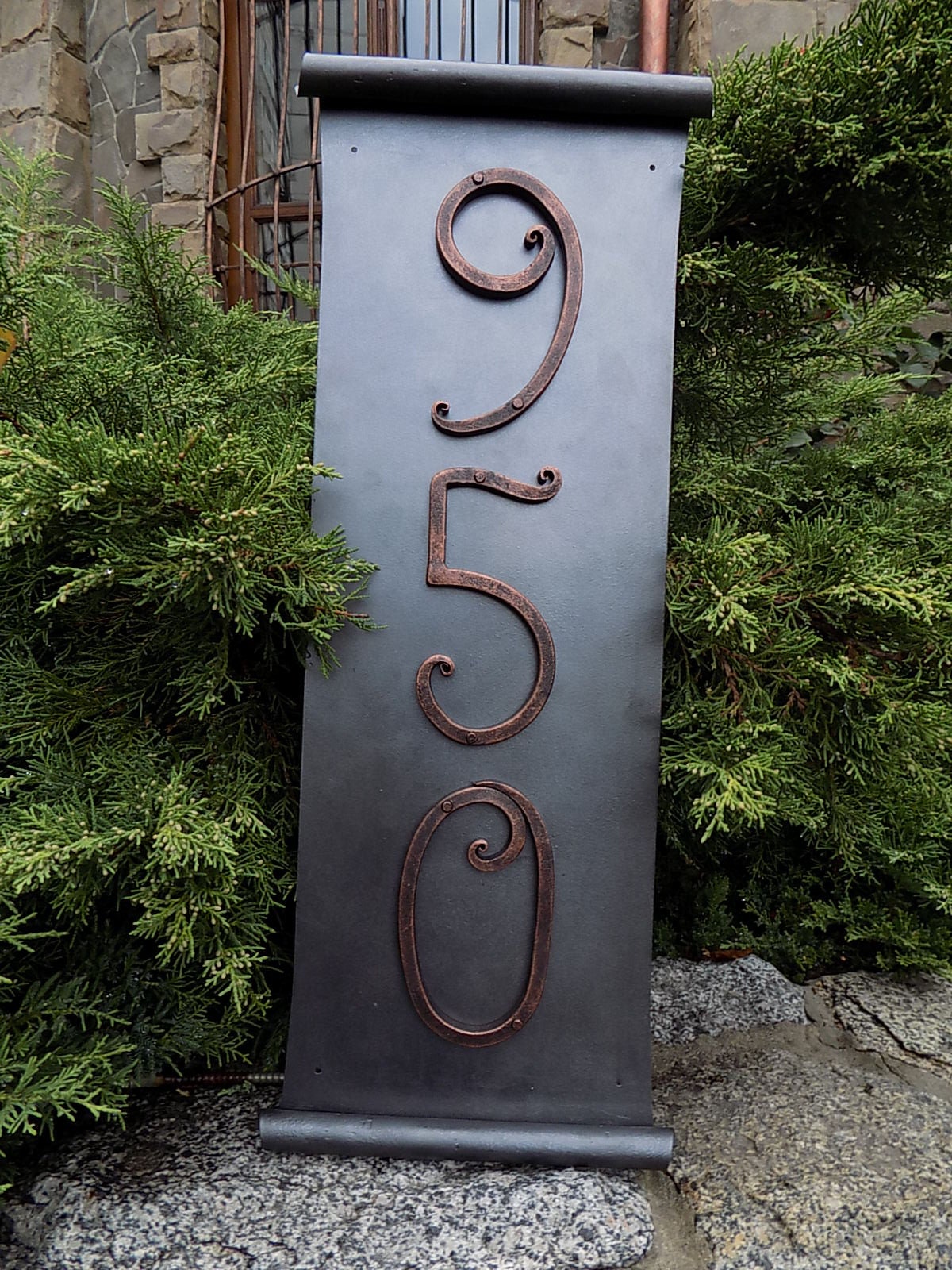 Vertical House Number / Metal Scroll / House Address / House Number ...