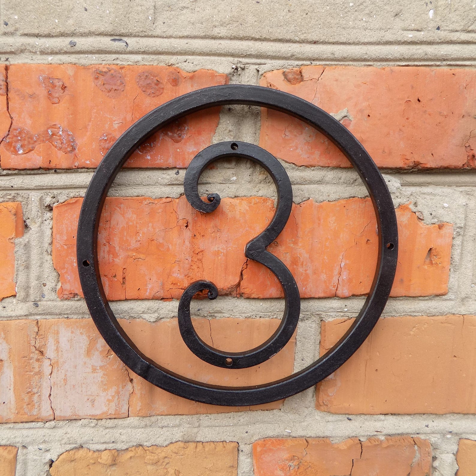 House Number / House Number in a Circle / Iron House Numbers / - Etsy