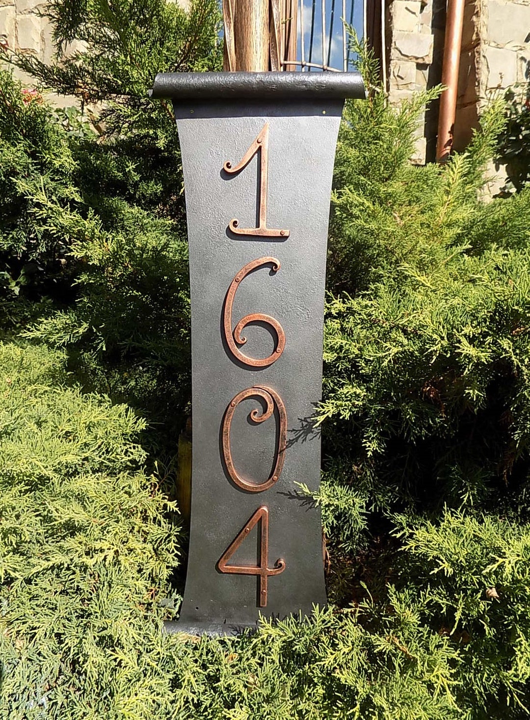 Vertical House Number / Metal Scroll / House Address / House Number ...
