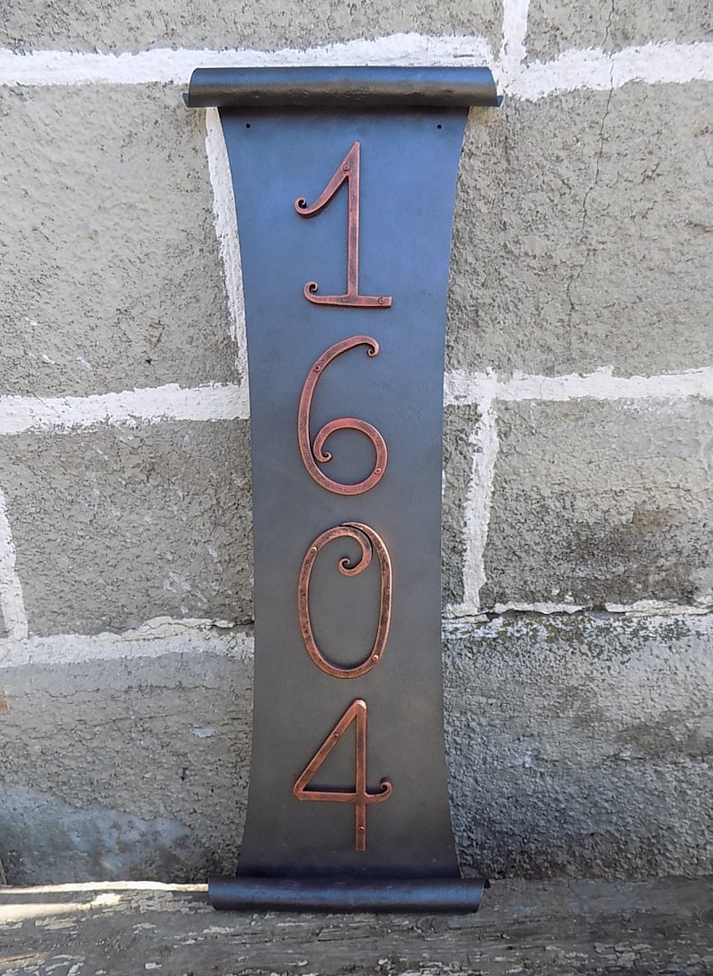 Vertical House Number / Metal Scroll / House Address / House Number ...