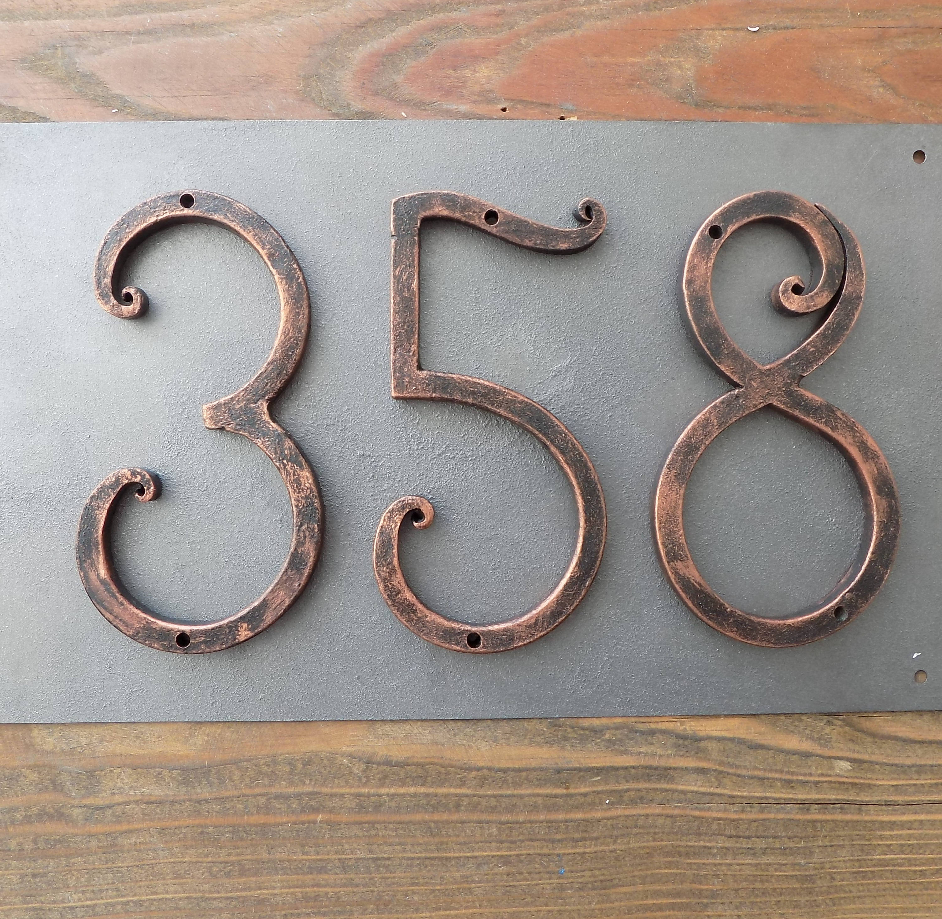 House Number / Wall Art Object /black Copper / Iron House Numbers 5 ...