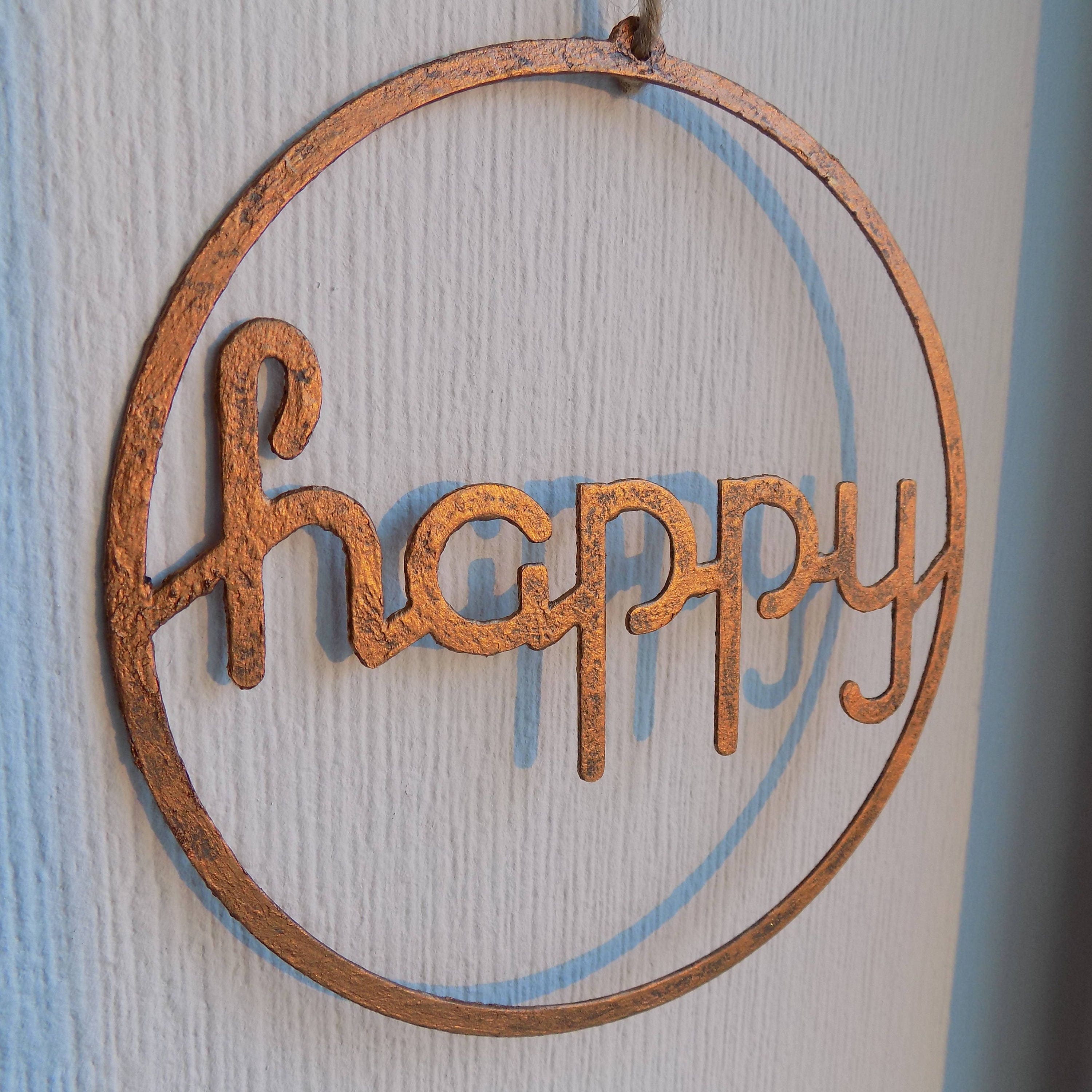 Happy Sign / Window Sign / Happy Door Sign / Hoop With - Etsy