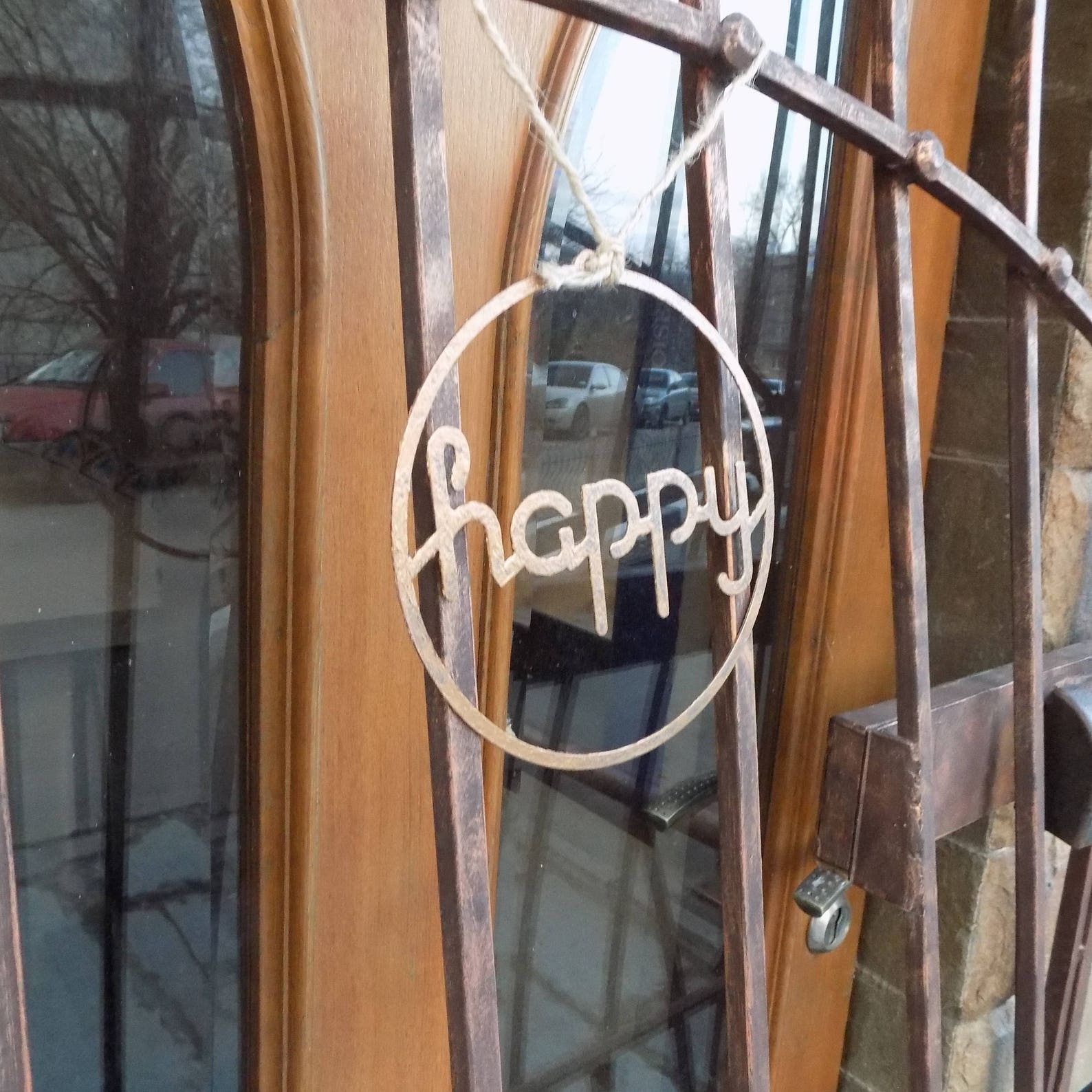 Happy Sign / Window Sign / Happy Door Sign / Hoop With | Etsy