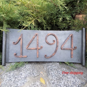 House Number / Metal Scroll / House Number / Address Numbers / Metal ...