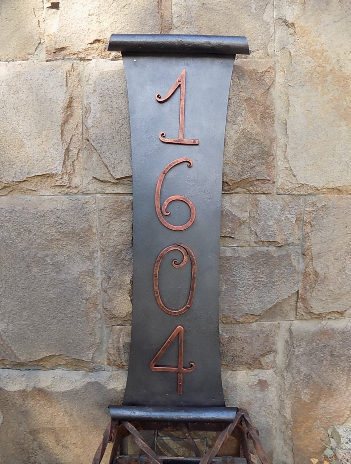 Vertical House Number / Metal Scroll / House Address / House Number ...
