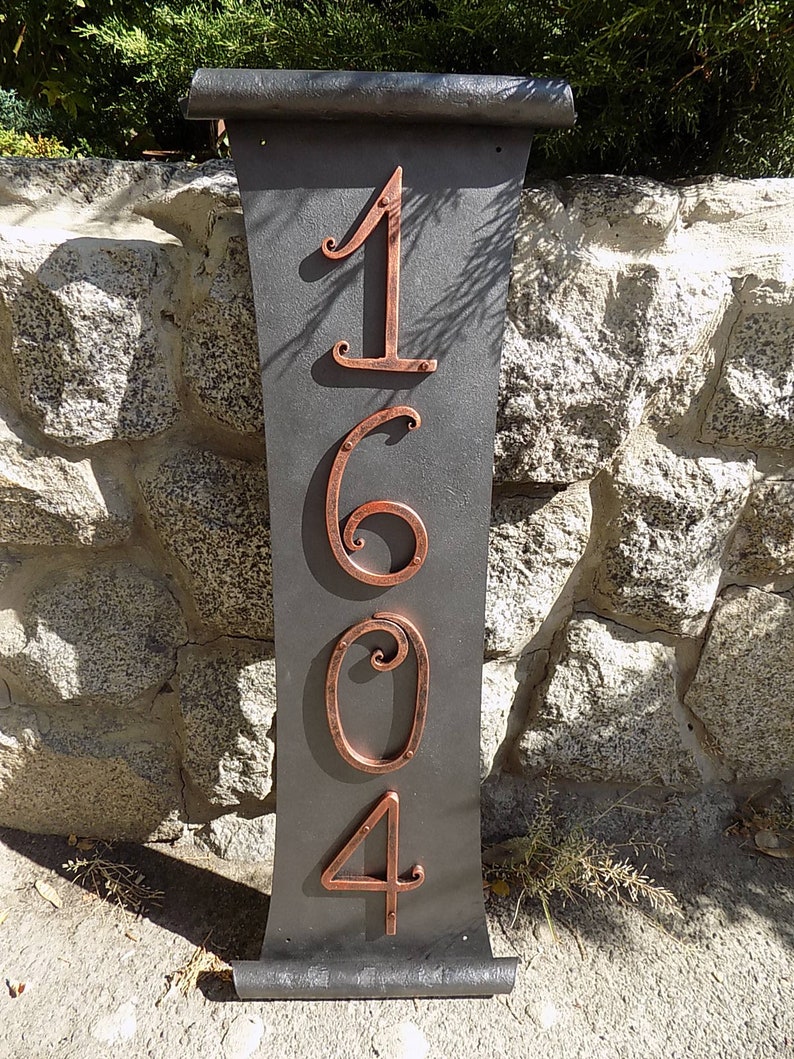 Vertical House Number / Metal Scroll / House Address / House | Etsy