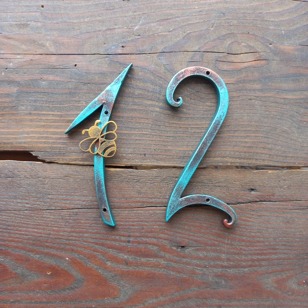 House Number With Bee / Iron House Numbers 5 Inch./ House Address ...