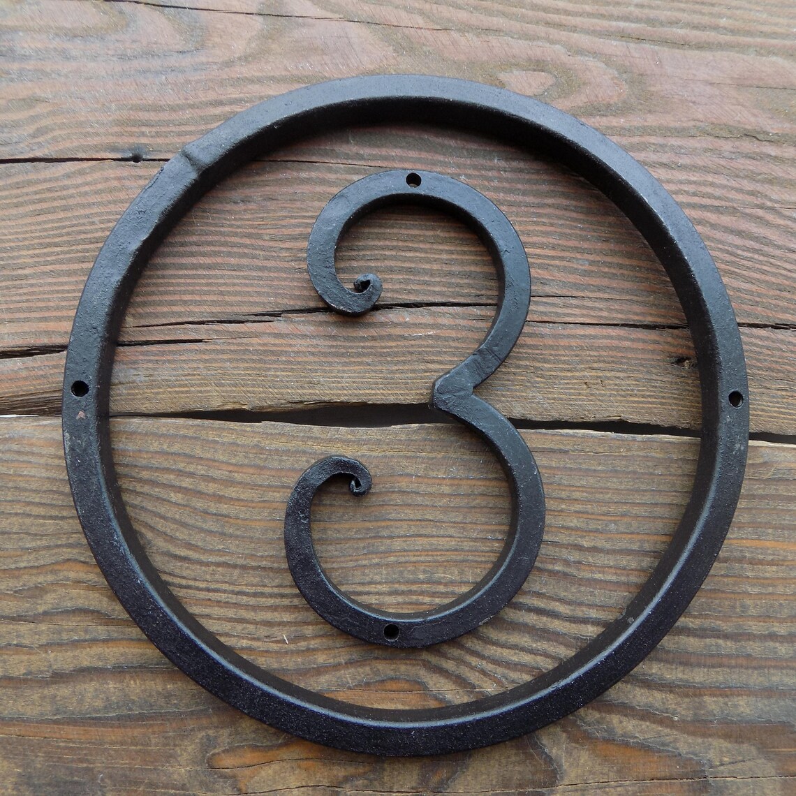 House Number / House Number in a Circle / Iron House Numbers / - Etsy