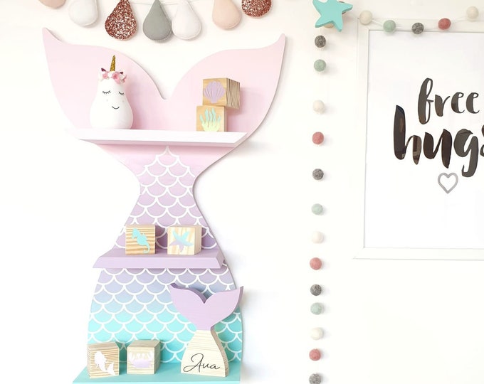 Mermaid Tail Shelf - Mermaid Floating Shelf - Pastel Mermaid Decorative ...