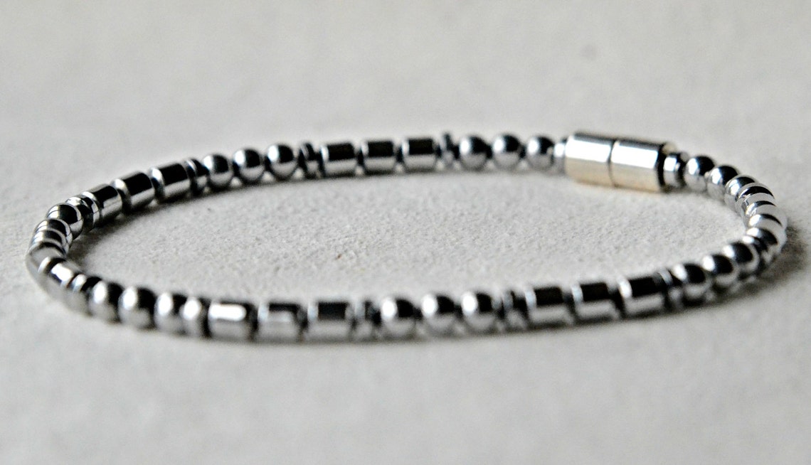 MAGNETIC SILVER OR Black Minimal Magnetic Bracelet. Silver or - Etsy