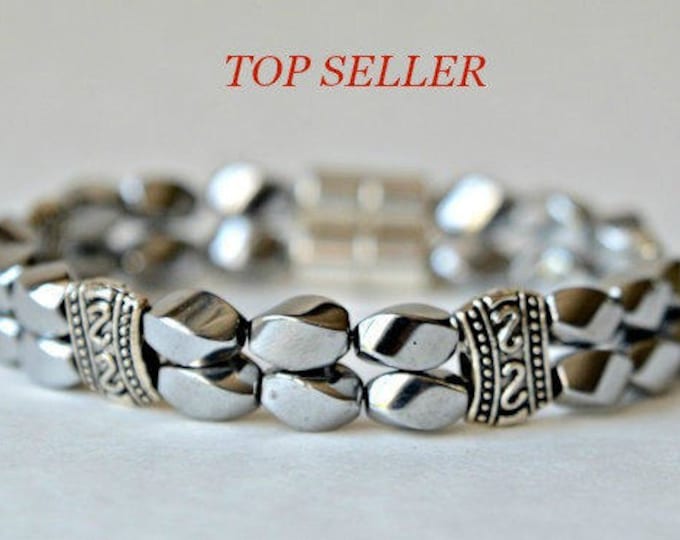 BEST SELLER SILVER Magnetic Bracelet. Silver Twist Hematite - Etsy