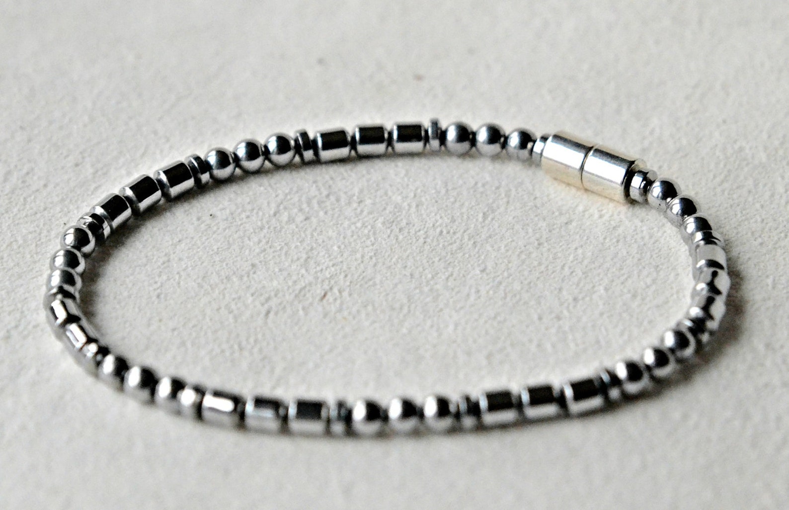 MAGNETIC SILVER OR Black Minimal Magnetic Bracelet. Silver or - Etsy