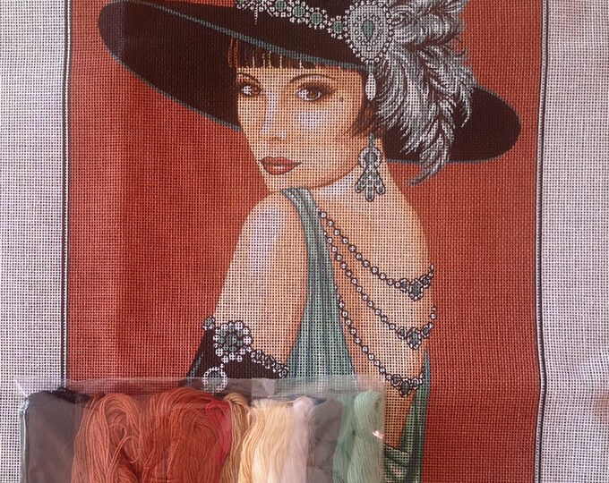 Needlepoint Kit Tapestry Gobelin Lady With Hat Printed Canvas 11x14 ...