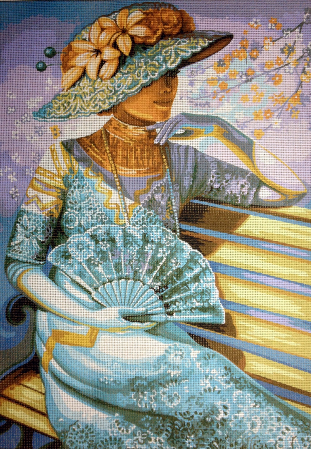 Gobelin Tapestry Needlepoint Kit lady With Hat Printed Canvas 506 - Etsy