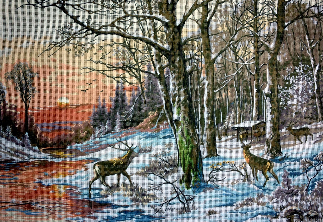 Needlepoint Kit Forest Landscape 24x16 60x40cm. Printed Canvas 221 - Etsy