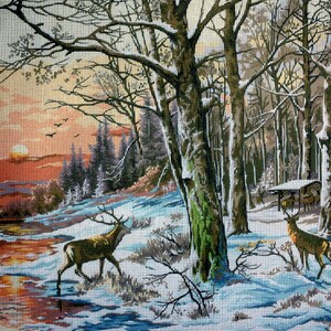 Needlepoint Kit Forest Landscape 24x16 60x40cm. Printed Canvas 221 - Etsy