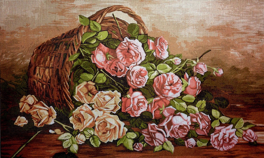 Gobelin Tapestry Needlepoint Kit Roses Printed Canvas and Threads 476 ...