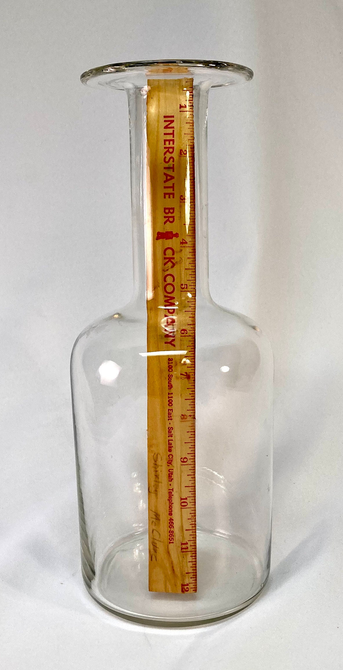 Half Gal 12" Clear Glass Tube Bottle | Narrow Neck Flat Rim Vase ...