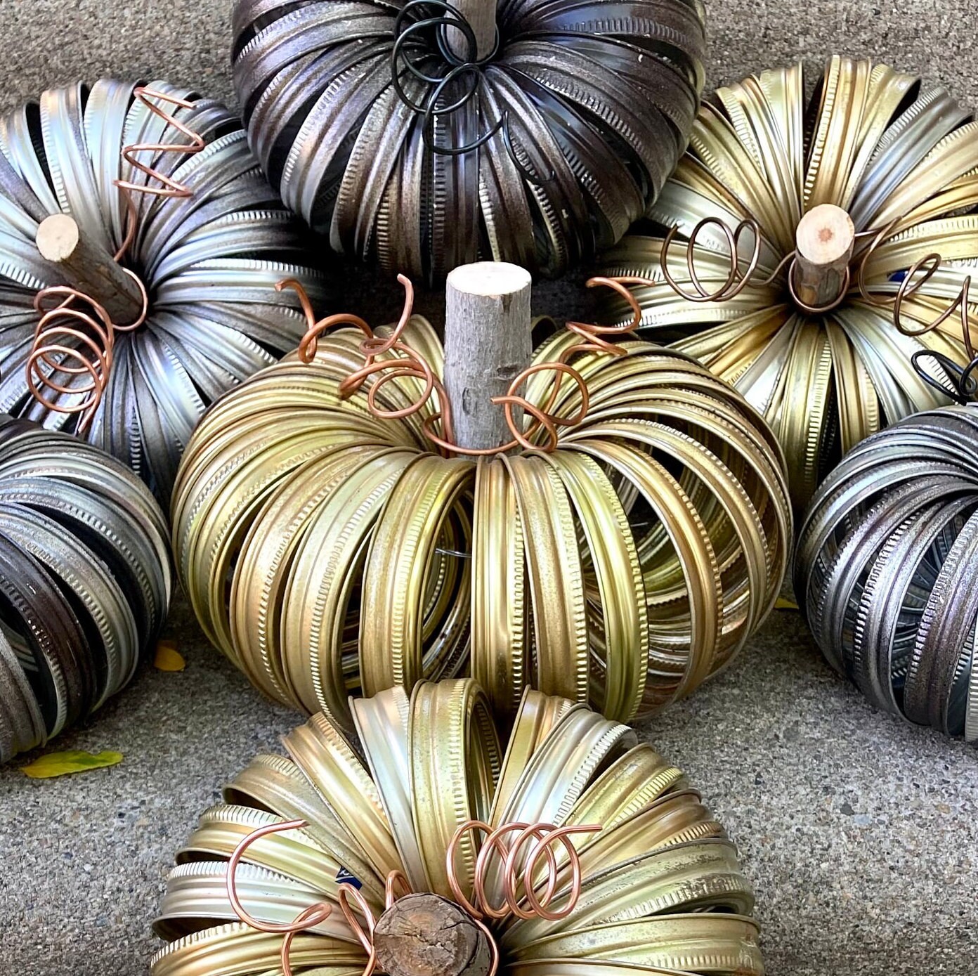 Rustic Wide Canning Ring Pumpkin Upcycled Fall Home Décor Shabby