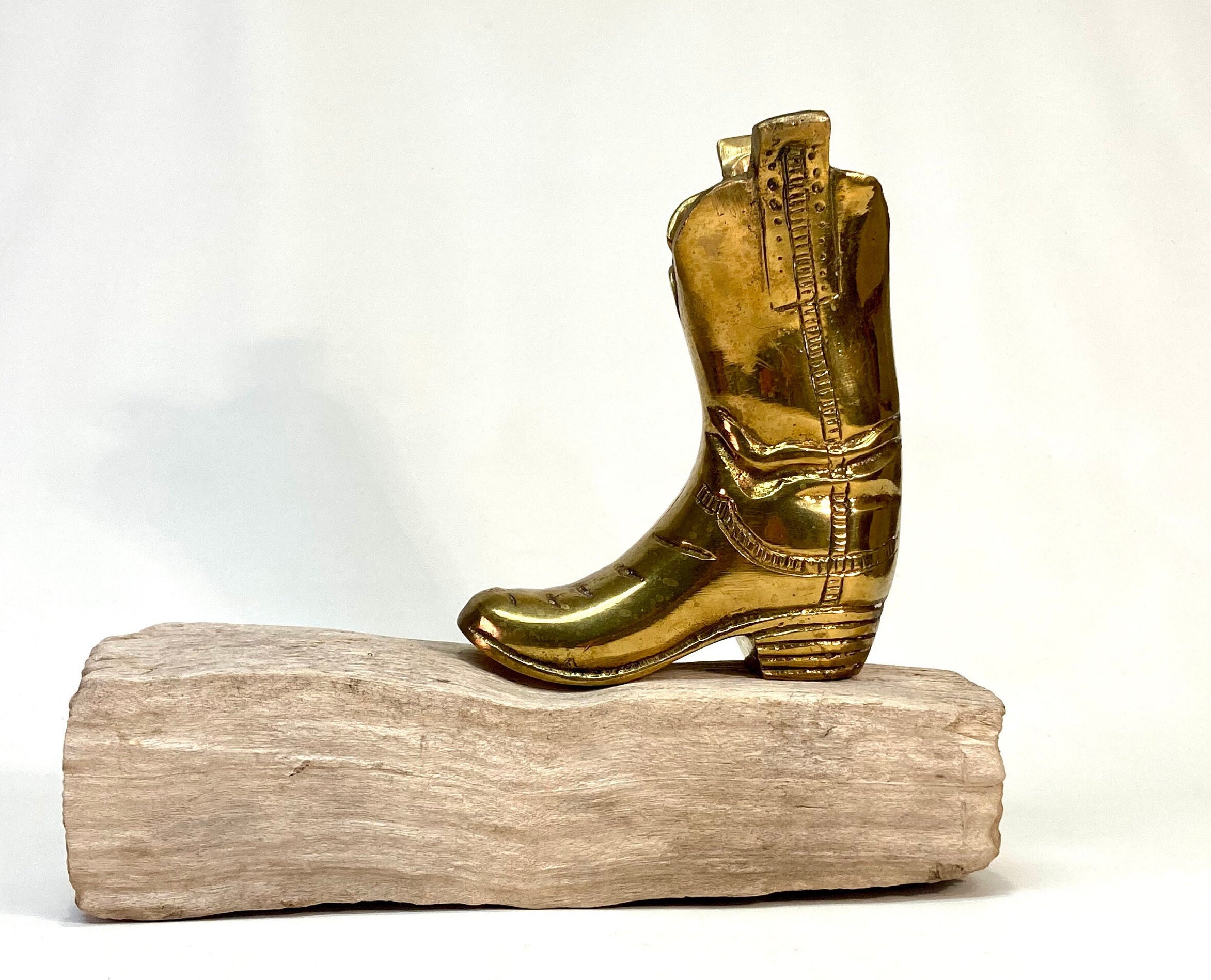6 Vintage Brass Cowboy Boot Sculpture Gold Country Western/lodge/ranch ...