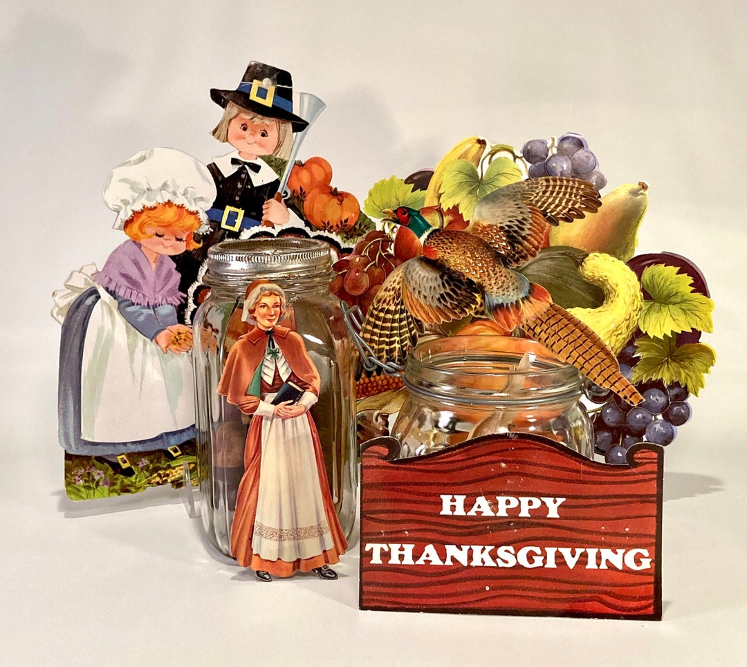 Thanksgiving Paperboard Cut-outs | Cardstock Pilgrim & Turkey Décor ...