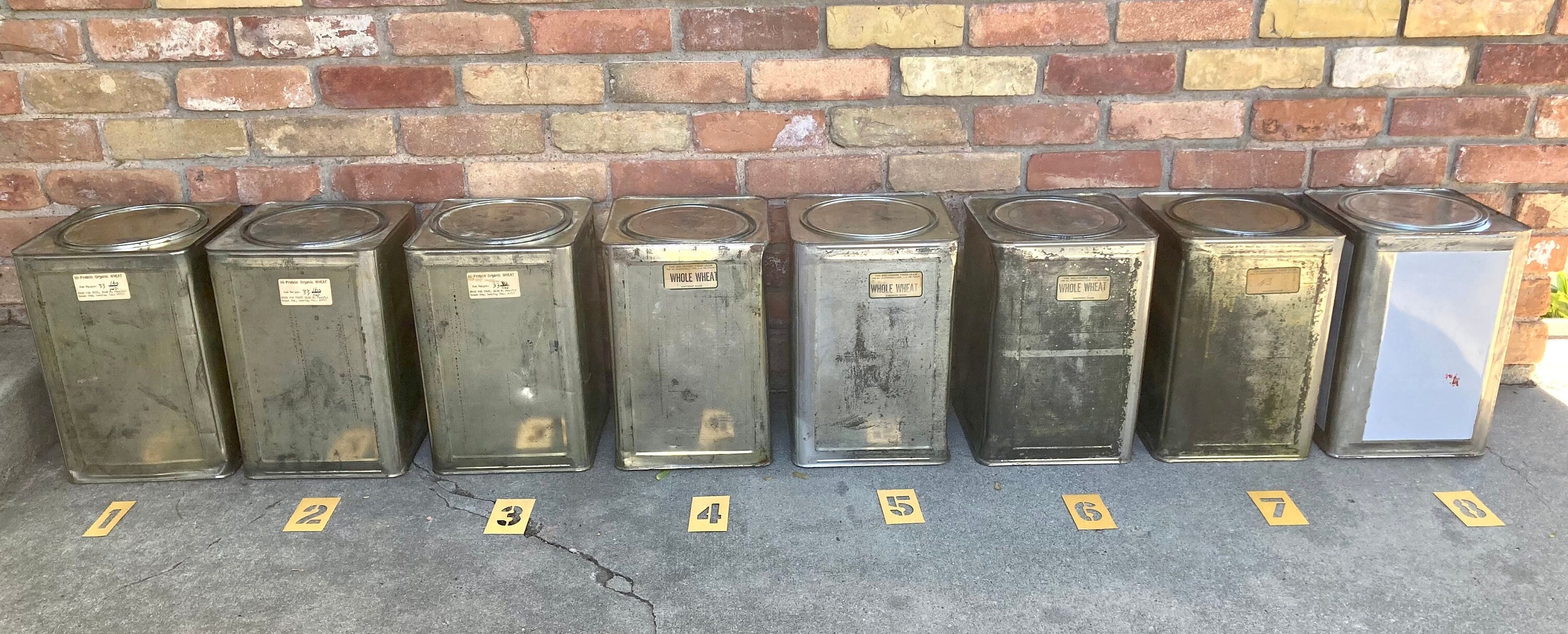 Multiple Large Metal Storage Cans Steel Lidded Rectangle Canister ...