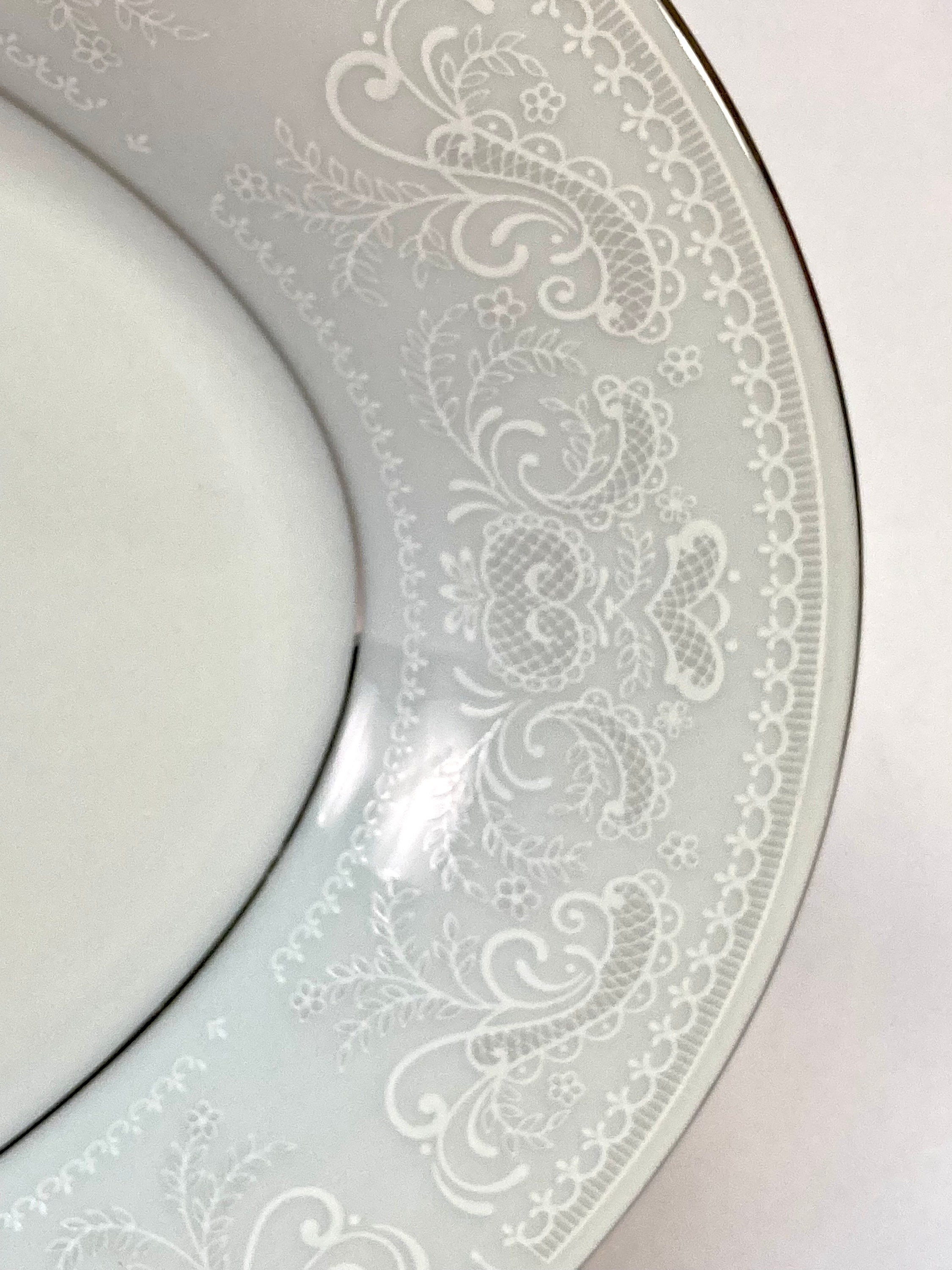 Crown Ming Crochet 14 Inch Platter Lacy White/platinum Trim Fine China ...