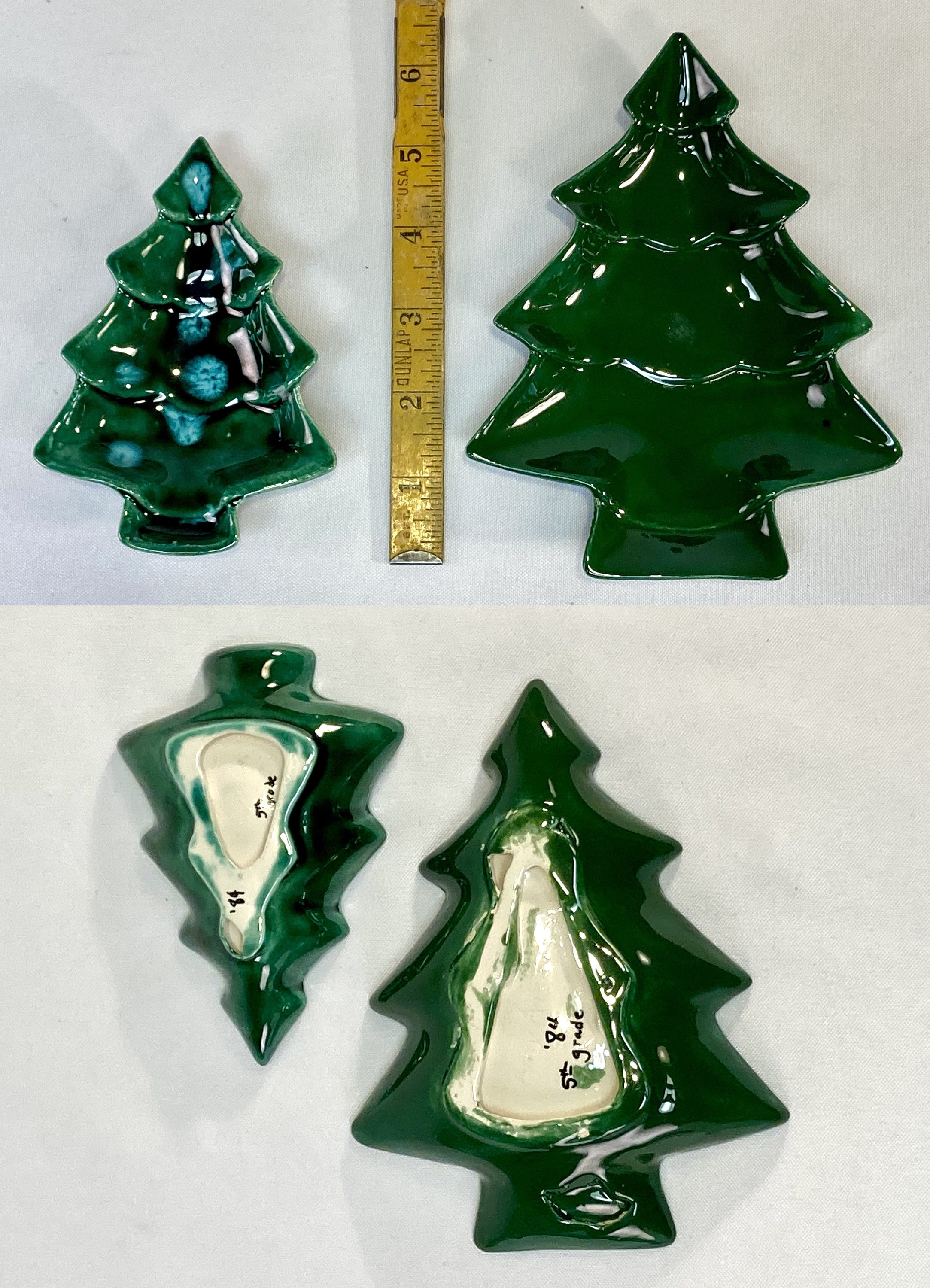 1980s Nesting Ceramic Glazed Pine Tree Trays Set of 2 Handmade ...