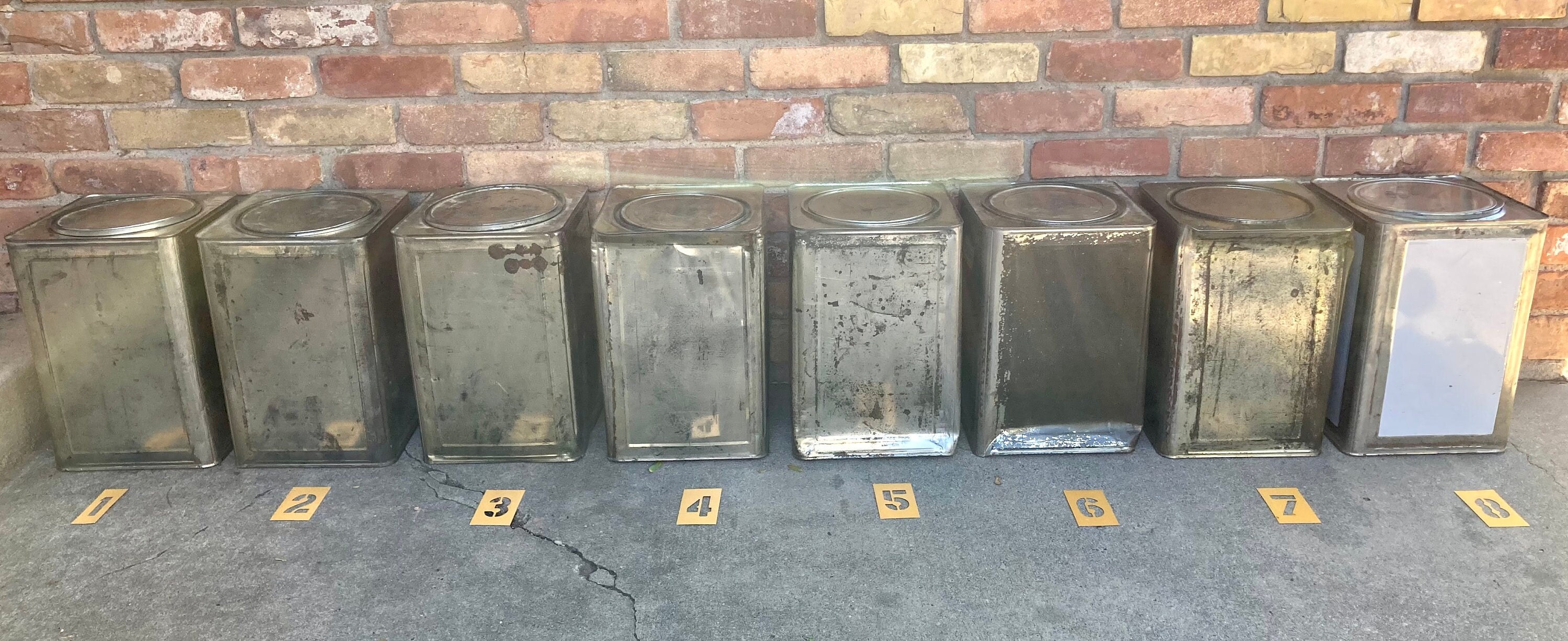 Multiple Large Metal Storage Cans Steel Lidded Rectangle Canister ...