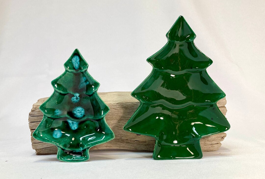 1980s Nesting Ceramic Glazed Pine Tree Trays Set of 2 | Handmade ...