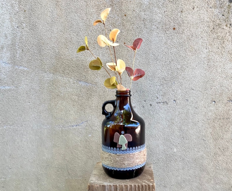 Upcycled Woodland Jug Decor | Brown Glass Vase | Cottage & Country ...