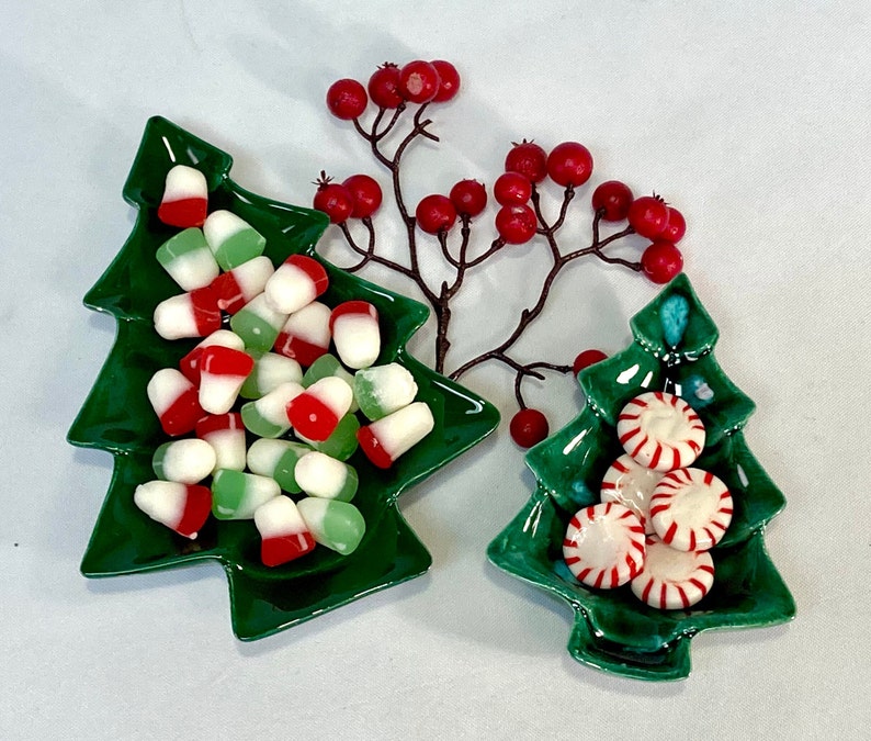 1980s Nesting Ceramic Glazed Pine Tree Trays Set of 2 Handmade ...