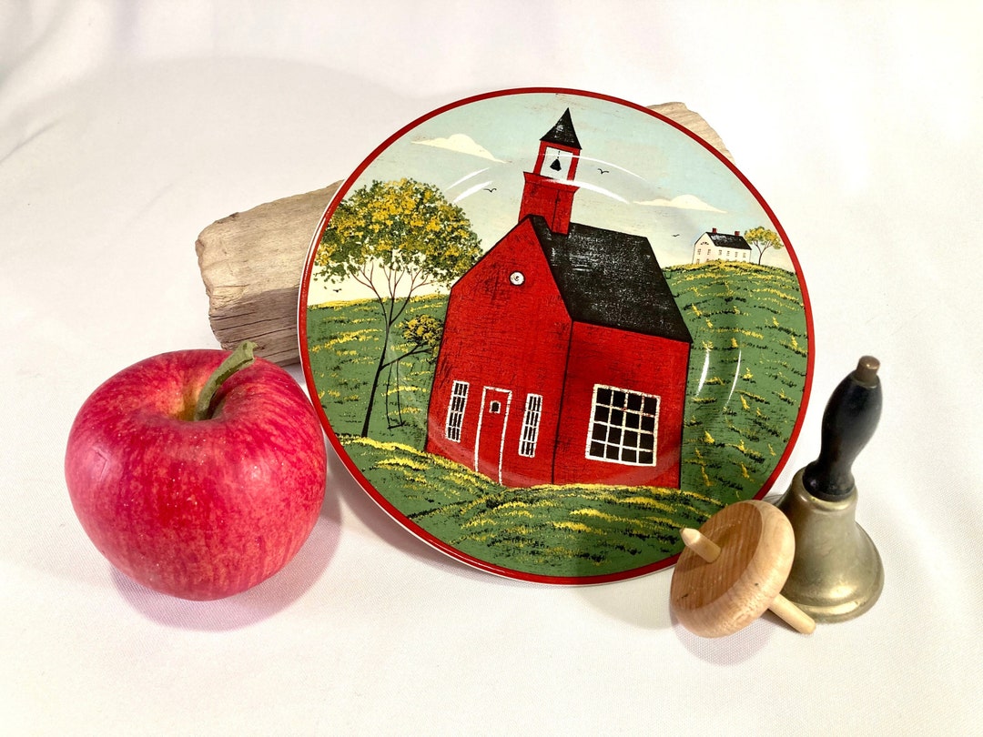 Warren Kimble Country Life Red School House Folk Art 8 in Collectible ...