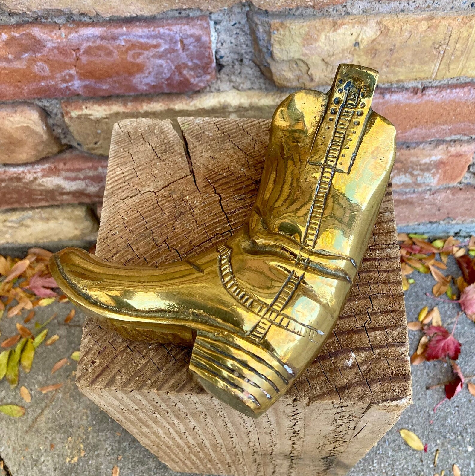 6 Vintage Brass Cowboy Boot Sculpture Gold Country Western/lodge/ranch ...