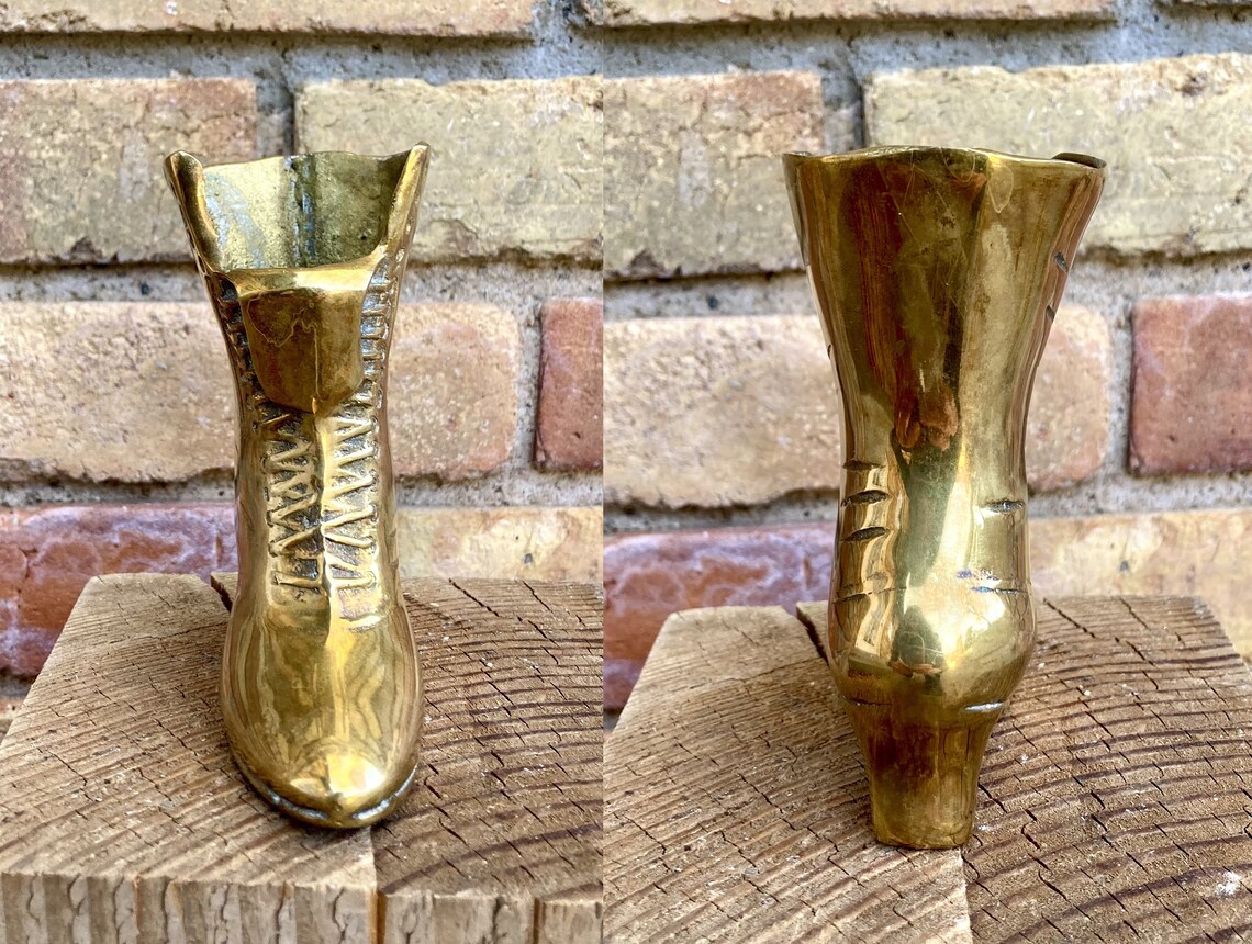 5 Vintage Brass Victorian Ladies Boot Sculpture Gold Cottage/country ...