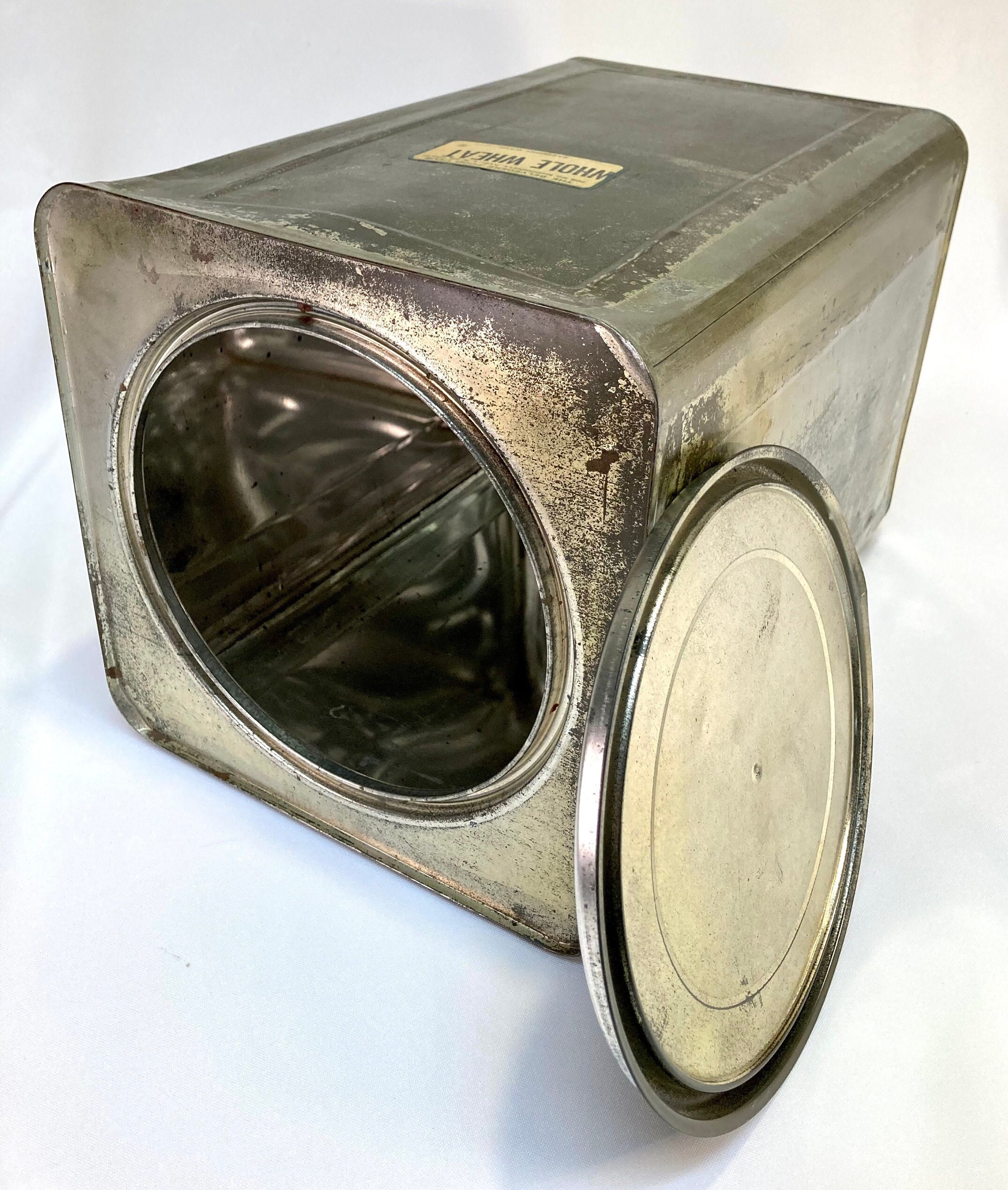 Multiple Large Metal Storage Cans Steel Lidded Rectangle Canister ...