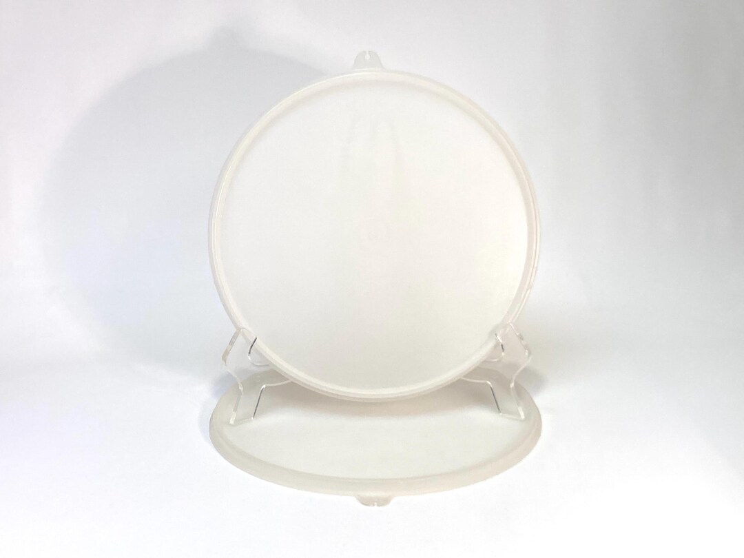 1970s Tupperware 9 Inch Round Lid | Frosted Clear W/ Eyelet Tab Marked ...