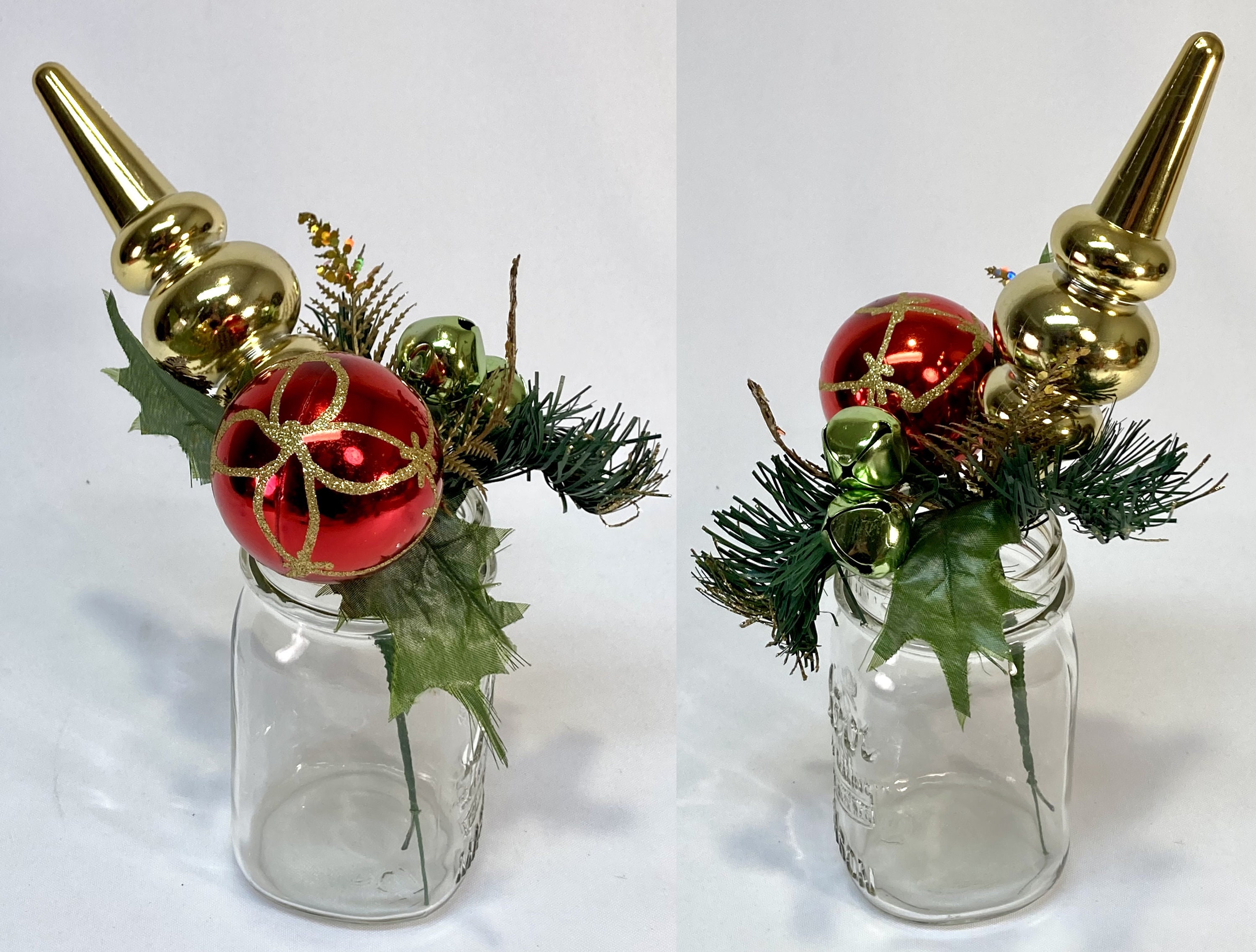 Jingle Bell/ornament Holly & Pine Floral Pick | Metallic Red/green/gold ...