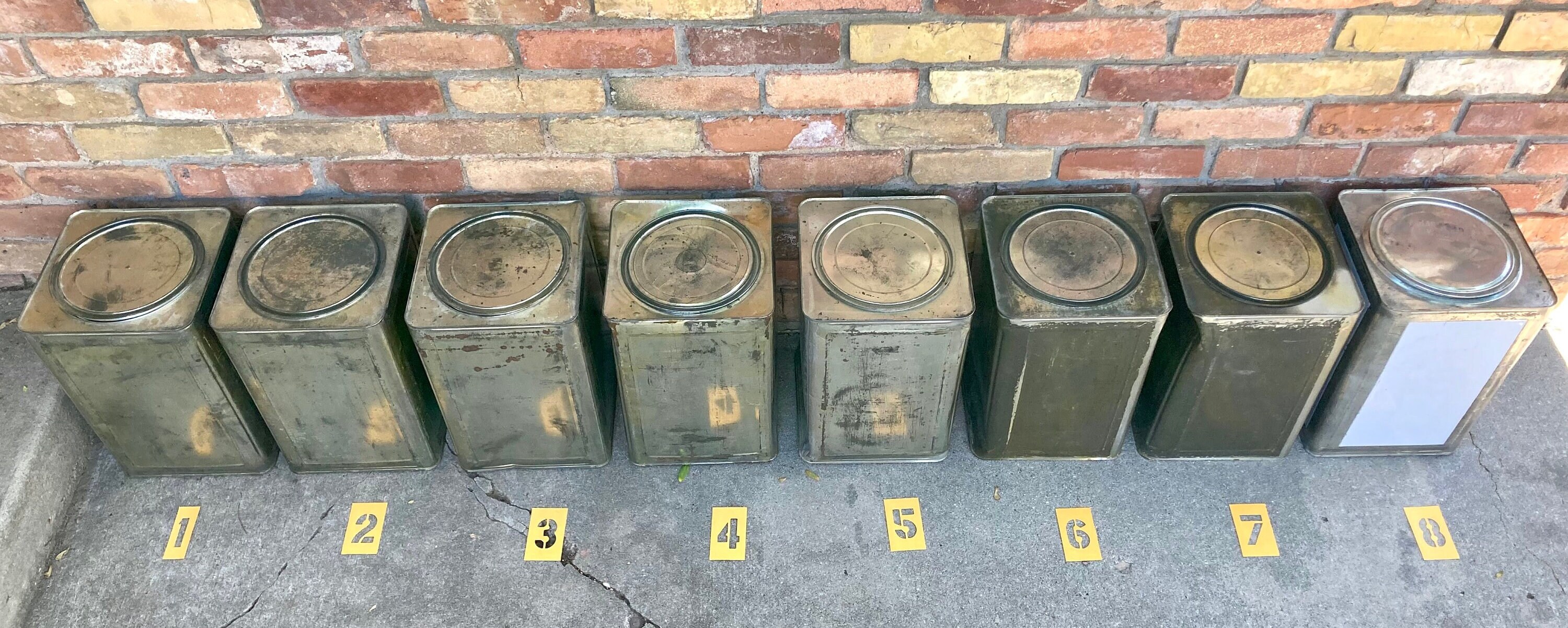 Multiple Large Metal Storage Cans Steel Lidded Rectangle Canister ...