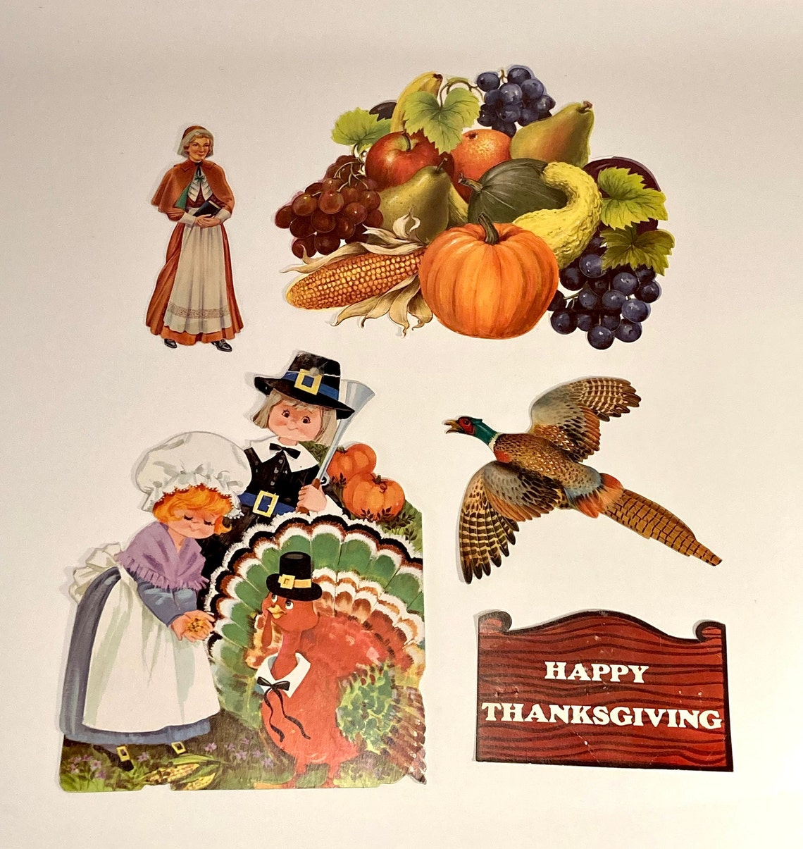 Thanksgiving Paperboard Cut-outs | Cardstock Pilgrim & Turkey Décor ...